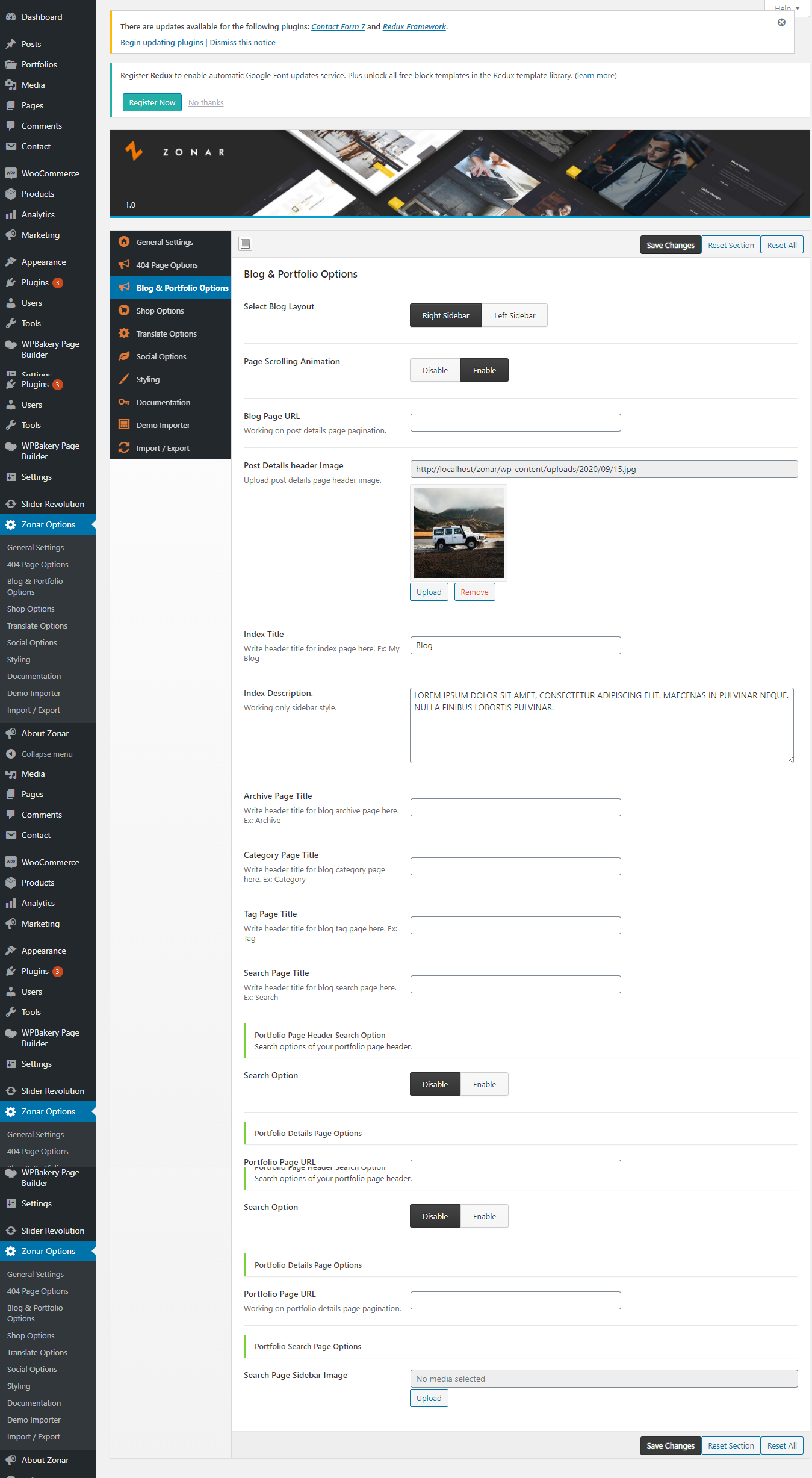 Zonar - Theme Documentation