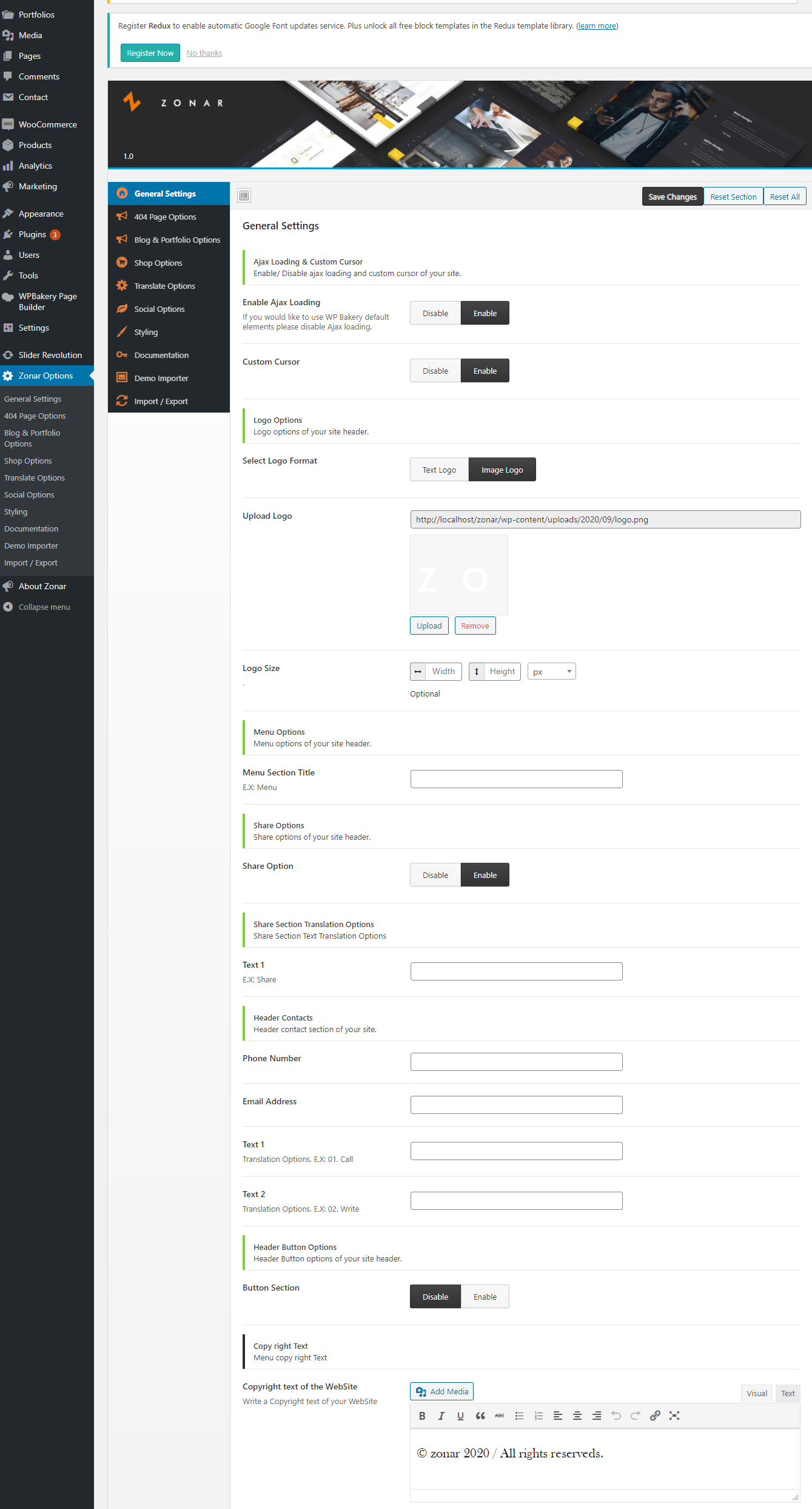 Zonar - Theme Documentation
